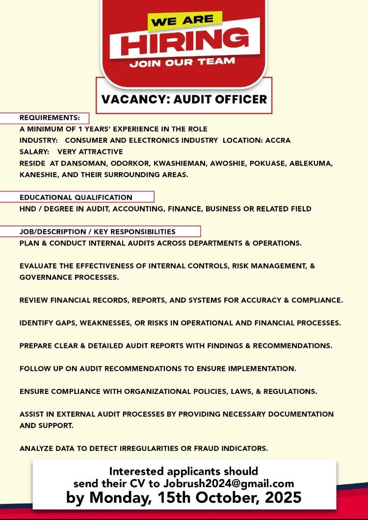 AUDIT OFFICER - Vacancies Global